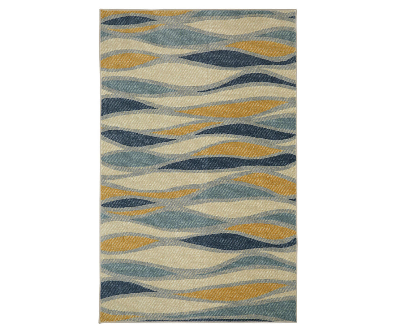 Mohawk Line Works Yellow & Aqua Wavy Stripe Area Rug, (7.5' x 10 ...