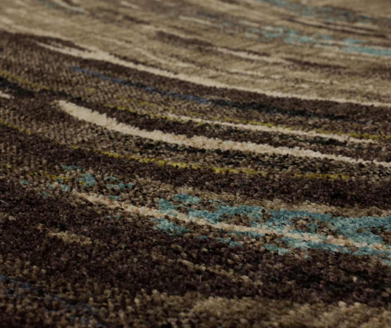 Mohawk Amos Lagoon Blue & Brown Wavy Stripe Area Rug, (5' 3" x 7' 10 ...