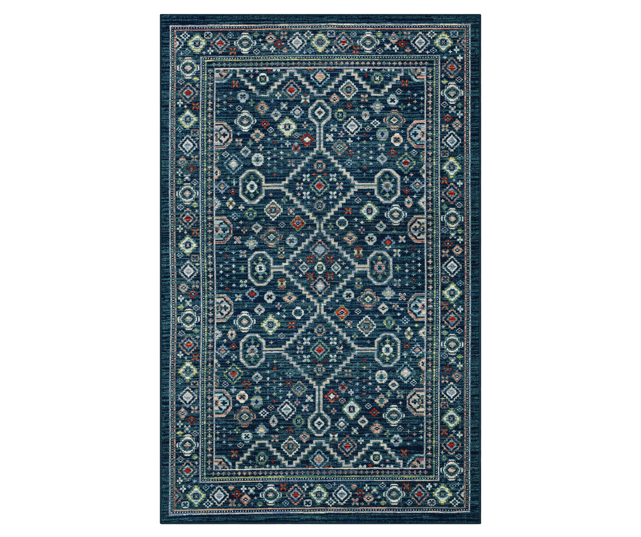 Mohawk Metis Navy & Green Geometric Area Rug, (5' x 8') | Big Lots
