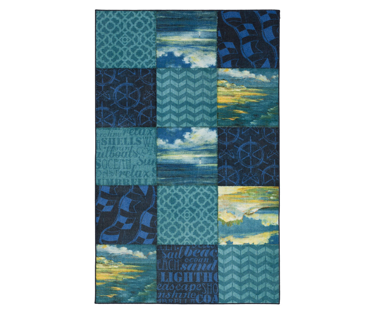 Mohawk Beachscape Navy & Blue Patchwork Area Rug, (8' x 10') | Big Lots