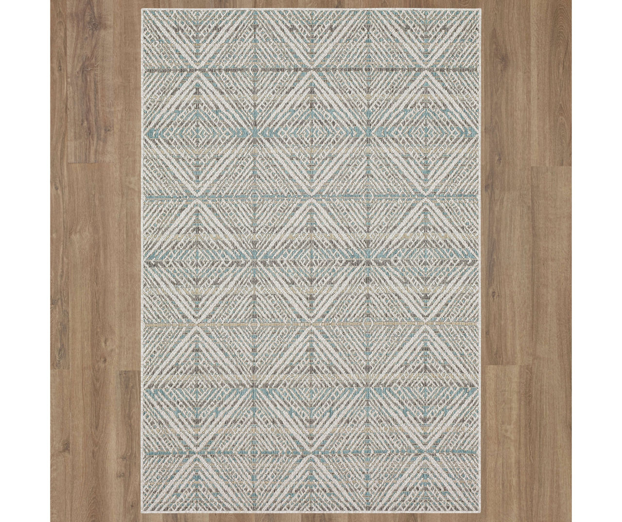 Mohawk Poolside Diamond Light Gray & Turquoise Outdoor Area Rug, (5' 3 ...