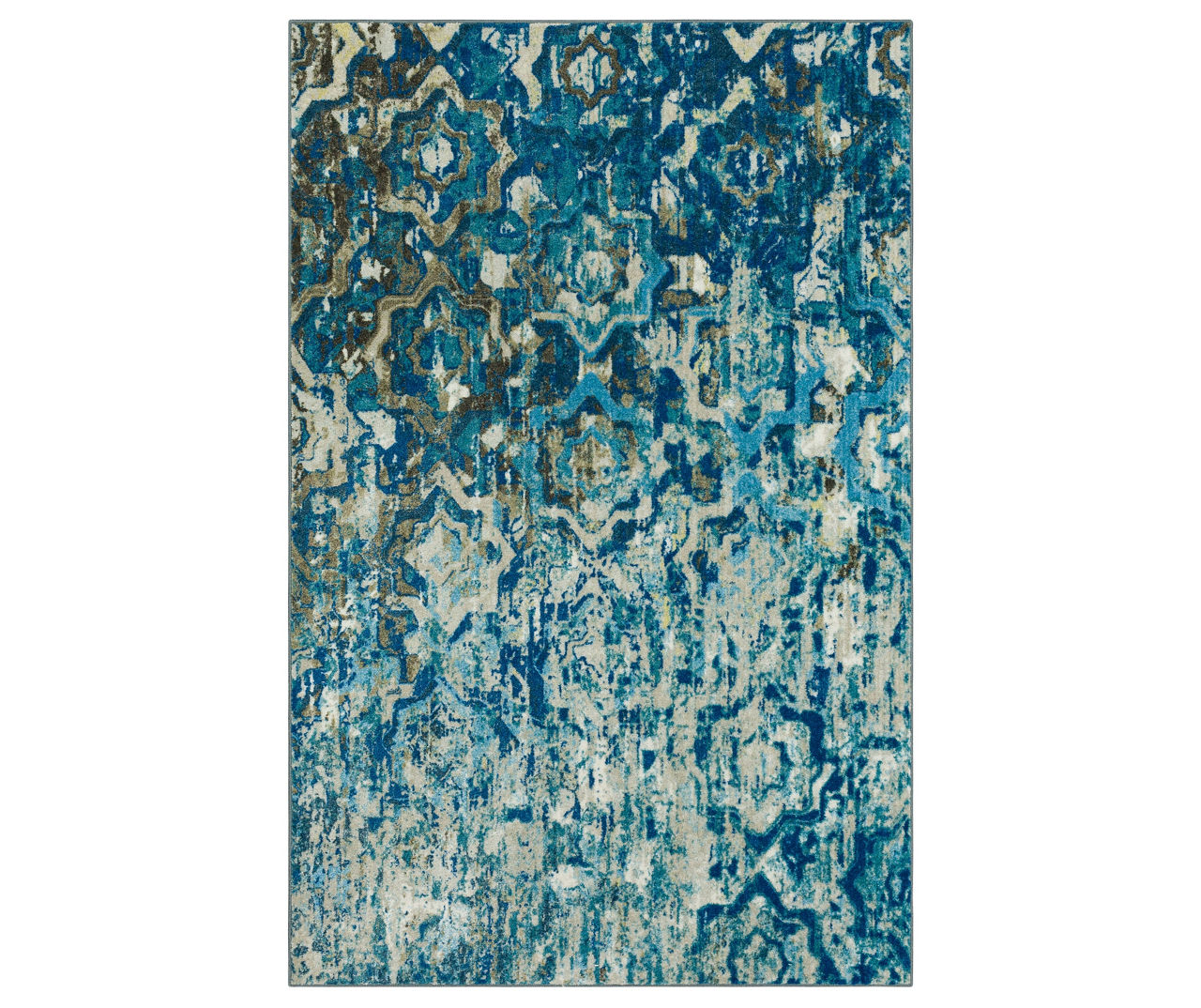 Mohawk Bodhi Aqua & White Abstract Geo Area Rug, (8' x 10') | Big Lots