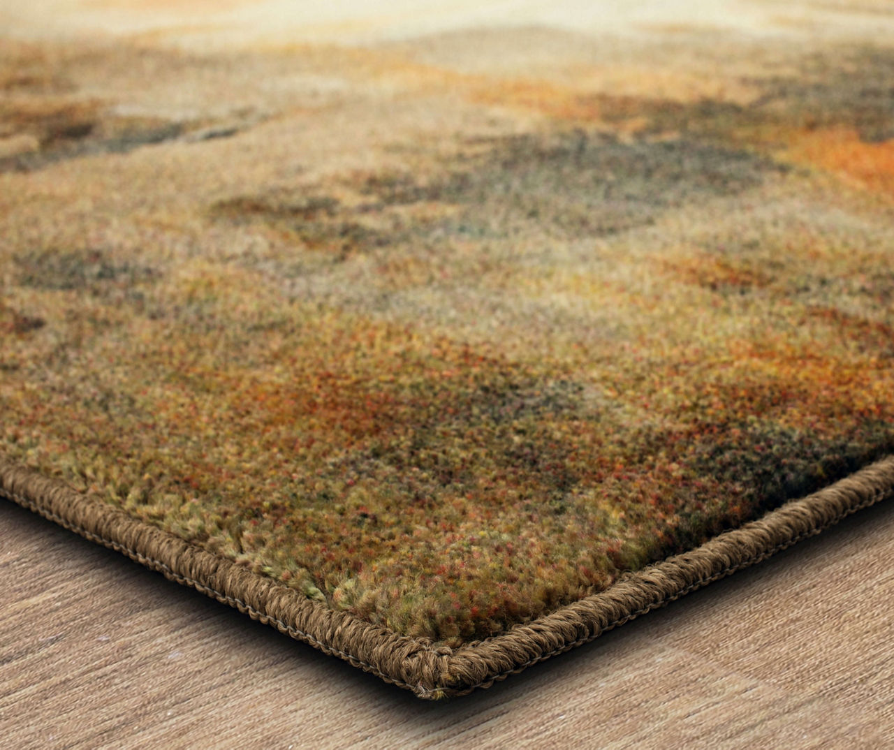 Mohawk Distressed Canvas Beige & Orange Abstract Area Rug, (8' x 10 ...