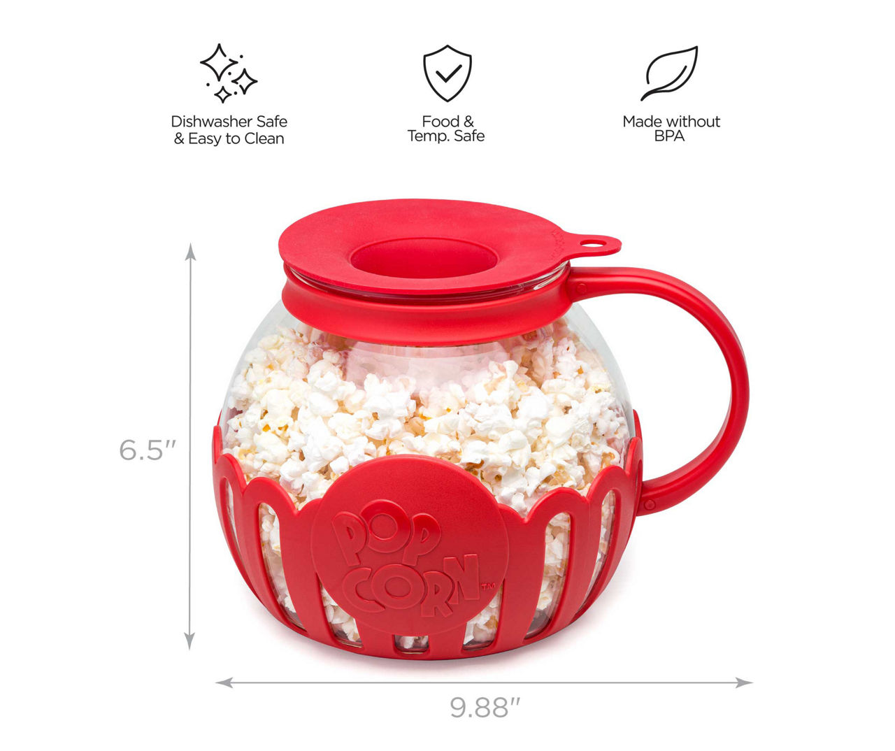 Ecolution Micro-Pop Red Microwave Popcorn Popper, 3 Quarts | Big Lots