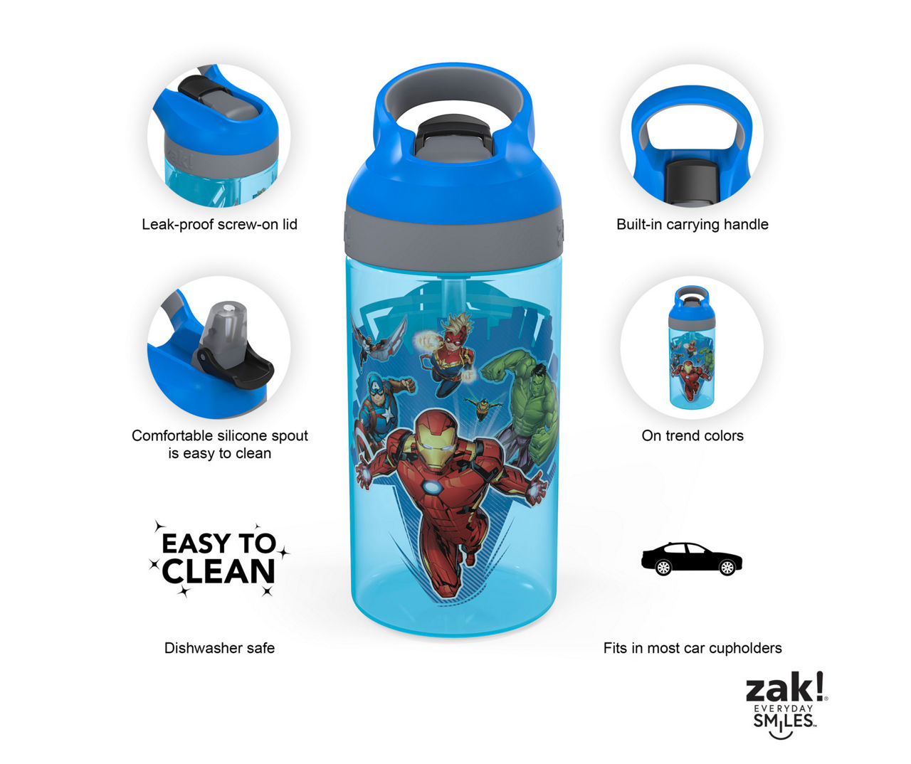 Avengers Atlantic Blue Spout Water Bottle, 16 oz. | Big Lots