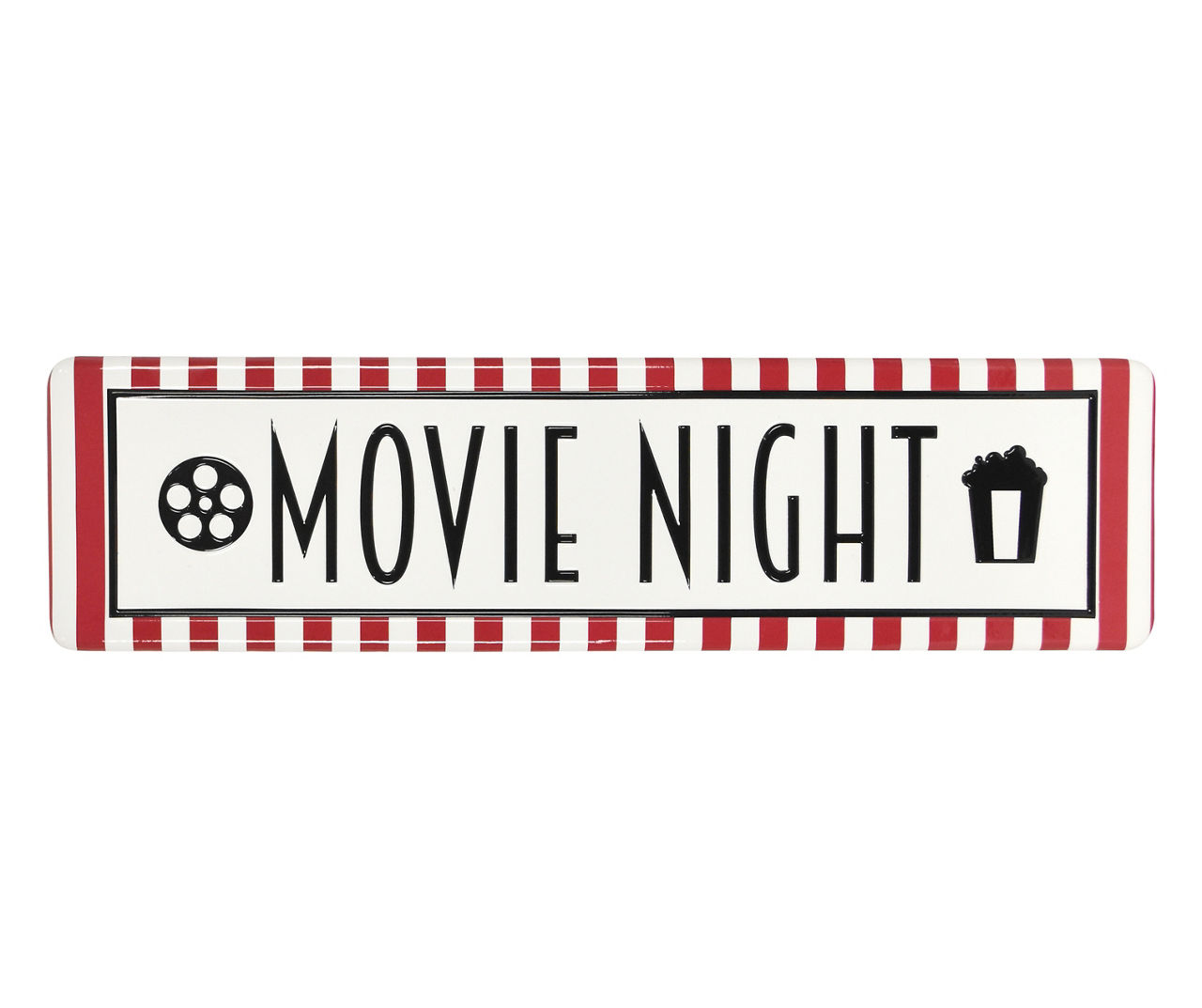 "Movie Night" Red & White Embossed Metal Wall Sign | Big Lots