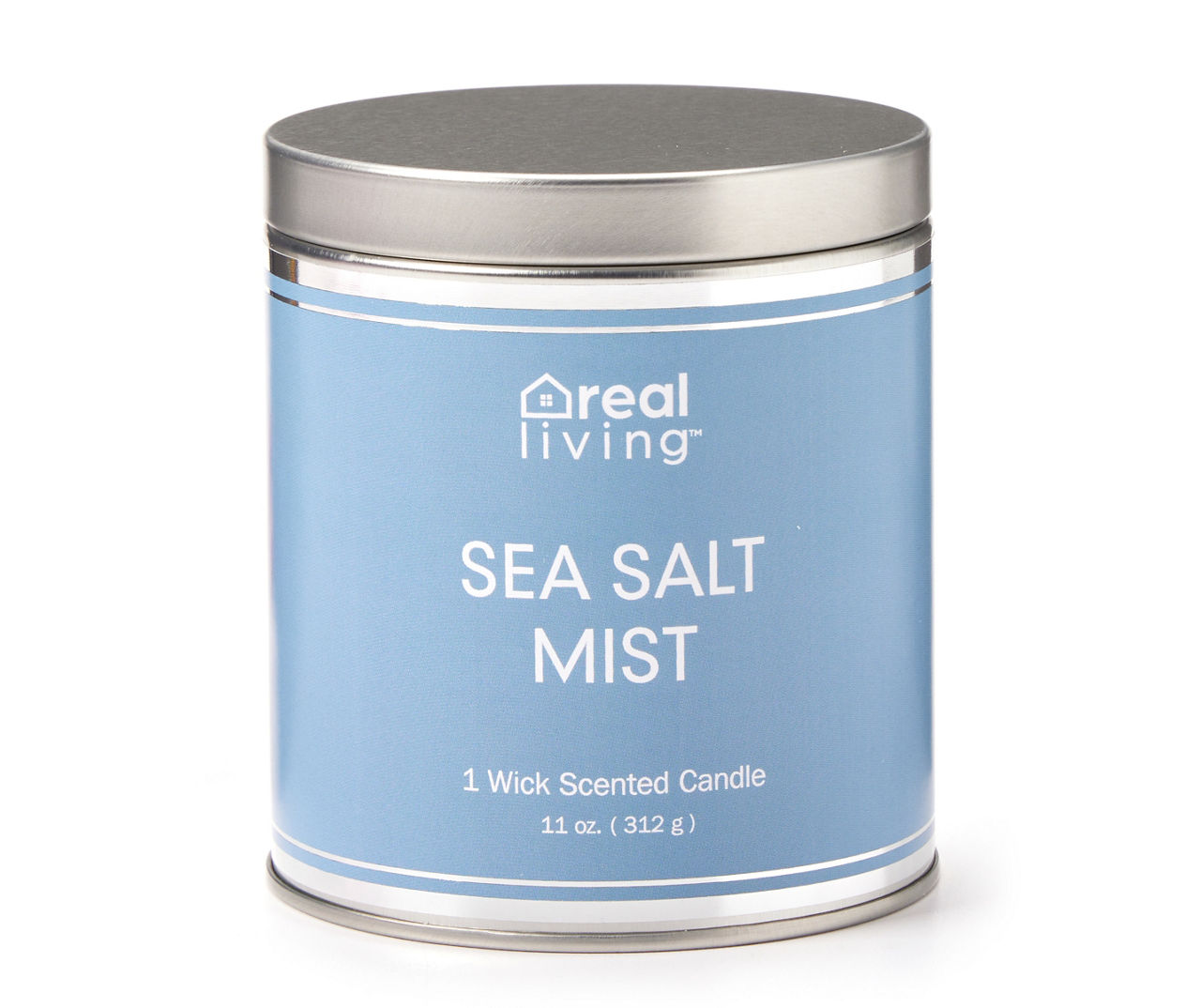 Real Living Sea Salt Mist Blue Tin Candle, 11 oz. | Big Lots
