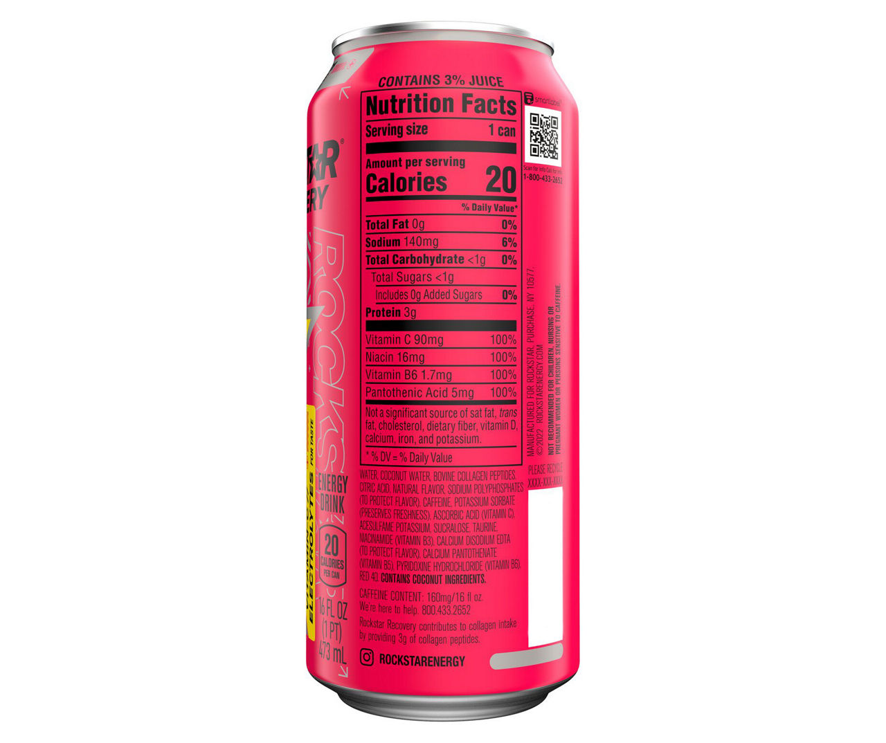 Rockstar Recovery Strawberry Lemonade Energy Drink, 16 Oz. | Big Lots