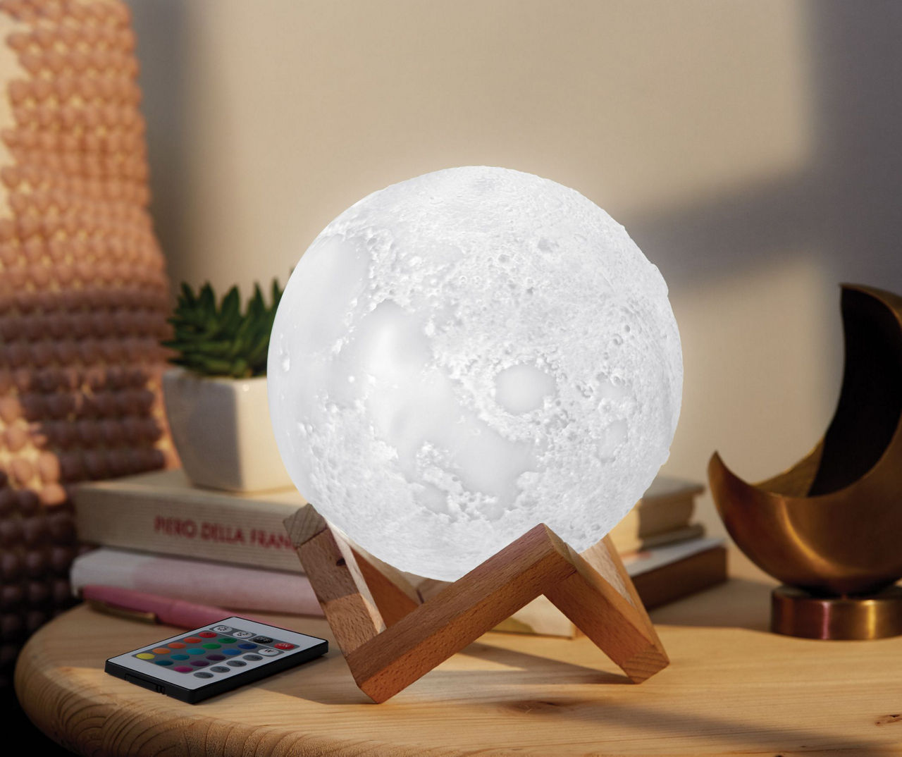 RGB LED Moon Lamp With Wood Stand | Big Lots