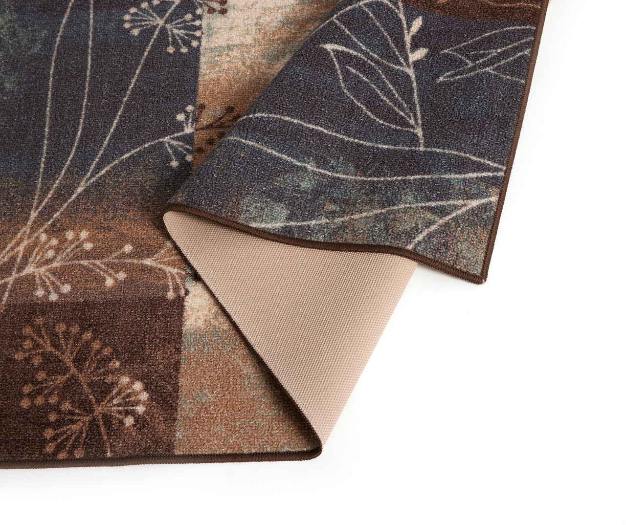 Real Living Navy & Brown Illustrated Floral Color Block Area Rug, (5' x ...