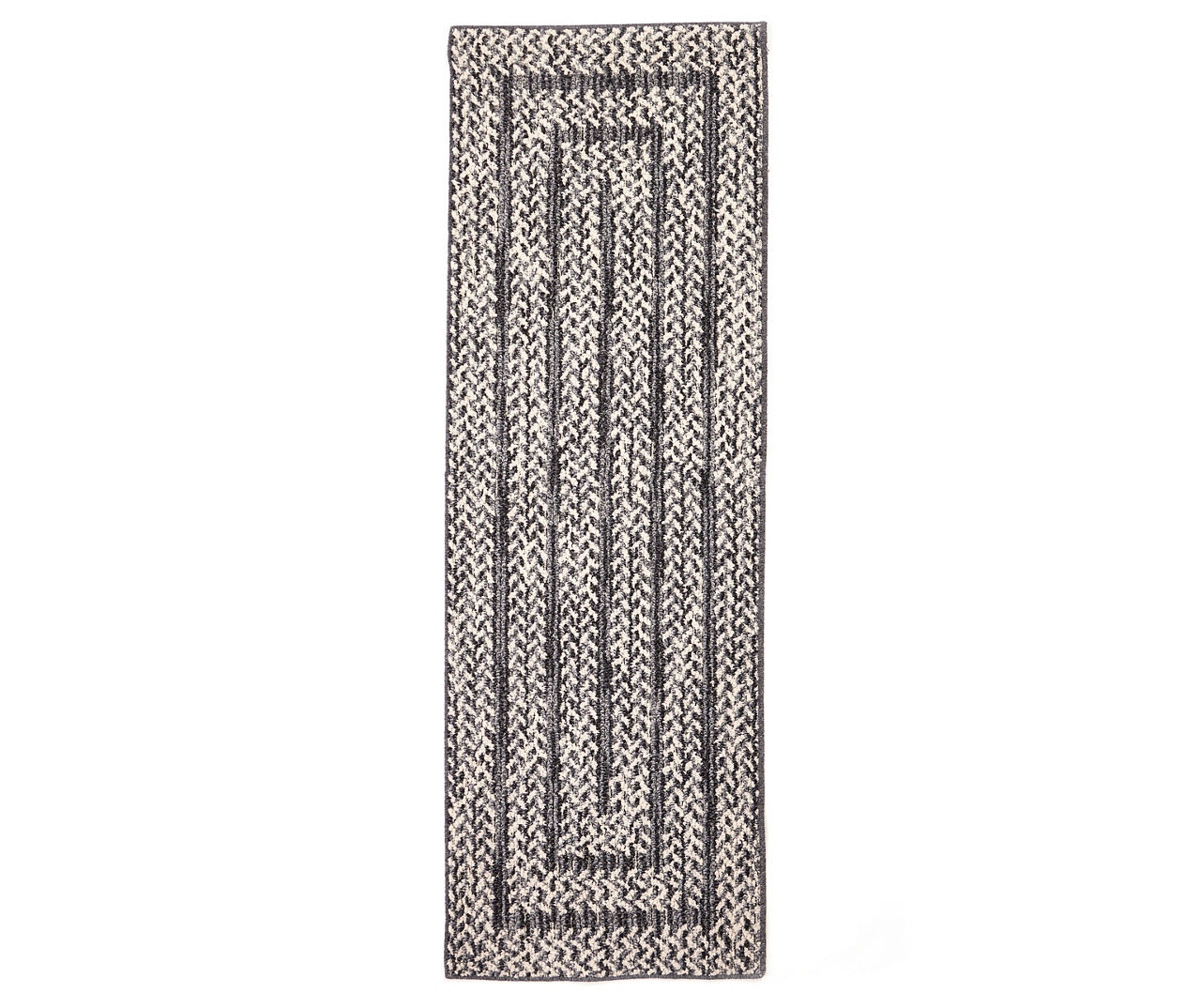 Real Living Black & White Braid-Look Border Runner Rug, (2' x 6') | Big ...