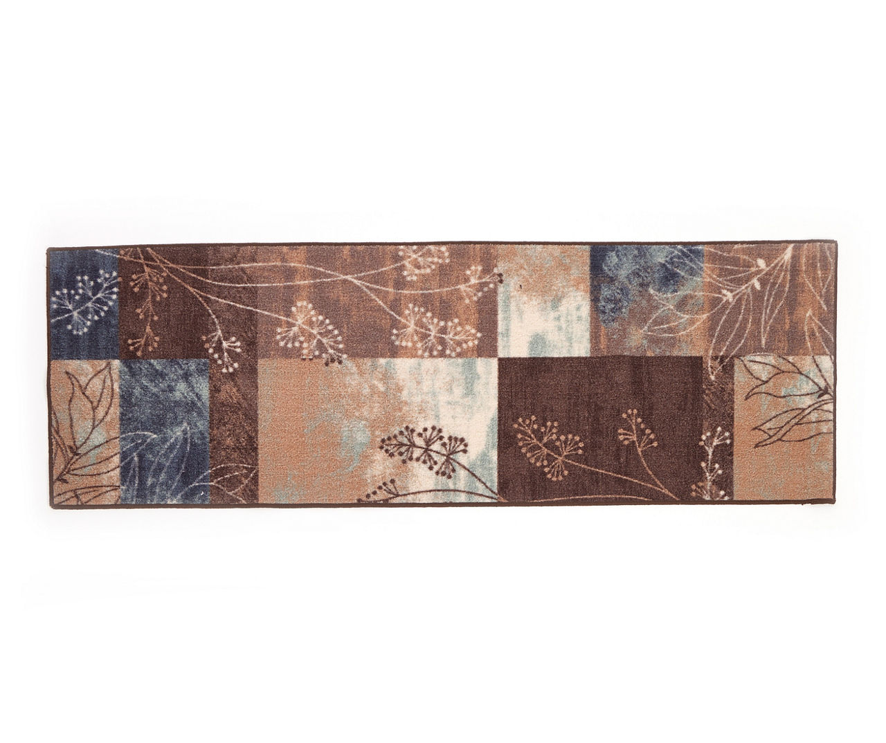 Real Living Brown & Blue Illustrated Floral Color Block Runner Rug, (2 ...