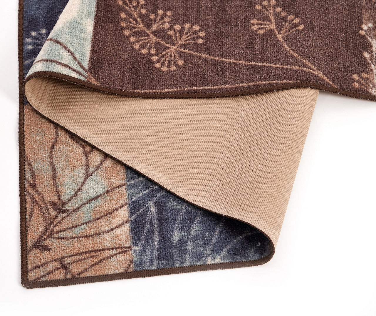 Real Living Brown & Blue Illustrated Floral Color Block Runner Rug, (2 ...