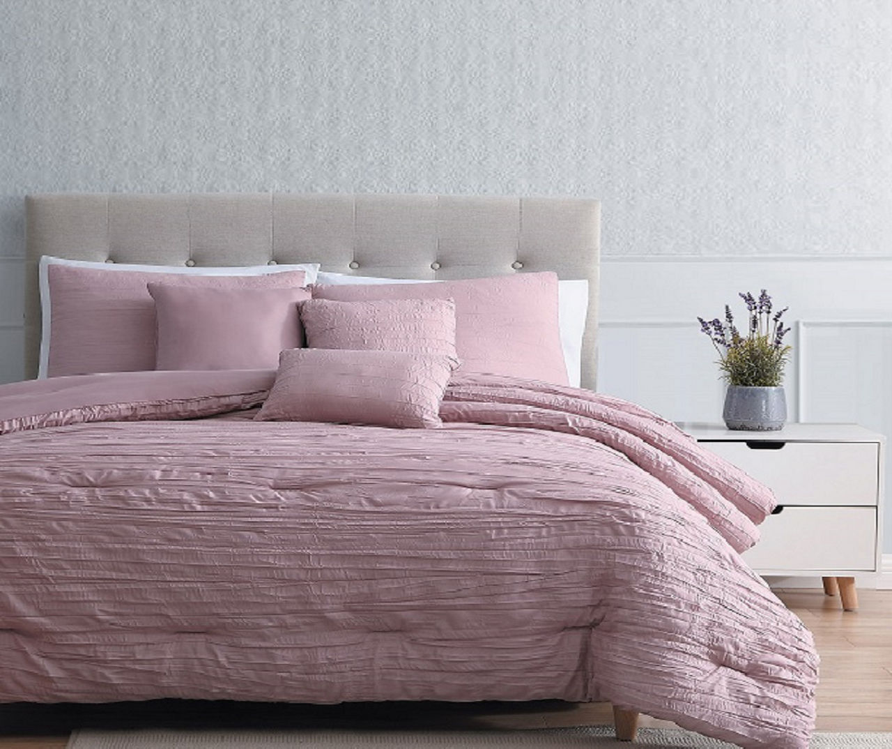 Birch Dusty Rose Crinkle Texture King 6-Piece Comforter Set | Big Lots