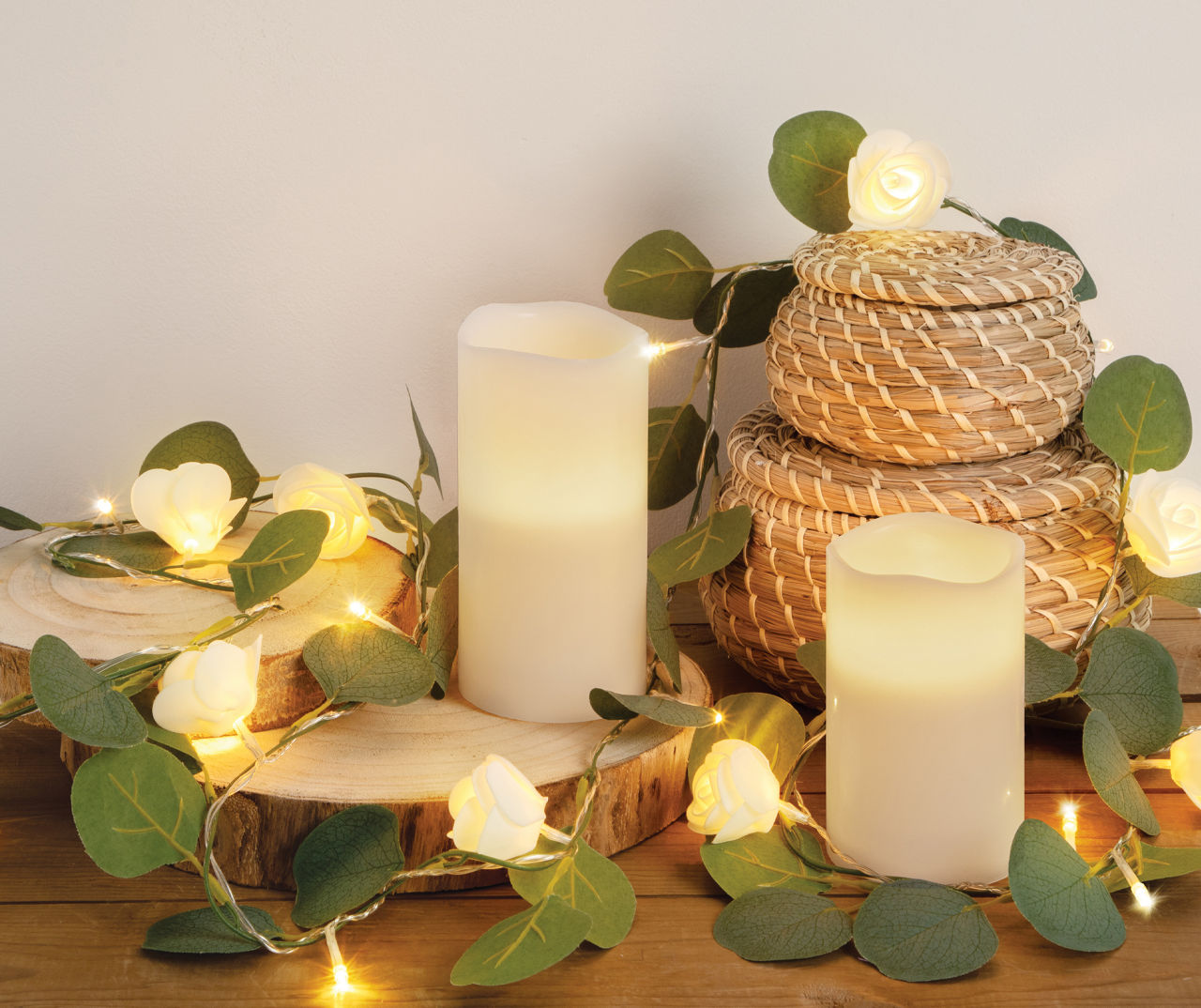 Merkury Green & Warm White Rose Vine Garland String Light, (7.8') | Big ...