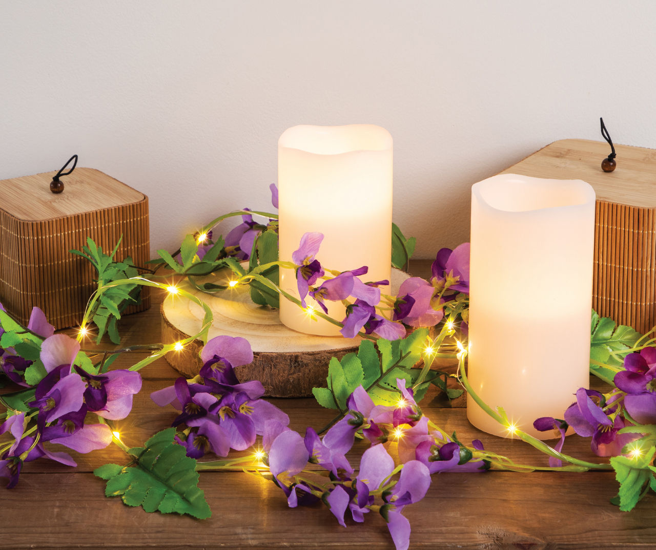 Merkury Green & Purple Floral Vine Garland String Light, (6.5') | Big Lots