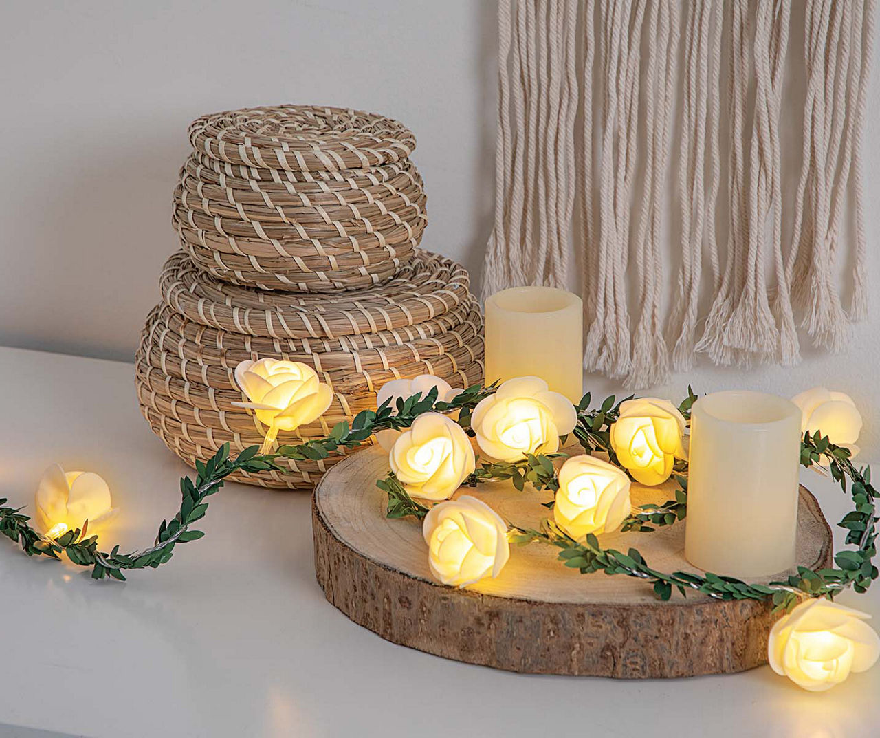 Merkury Green & White Rose Vine Garland String Light, (8.5') | Big Lots