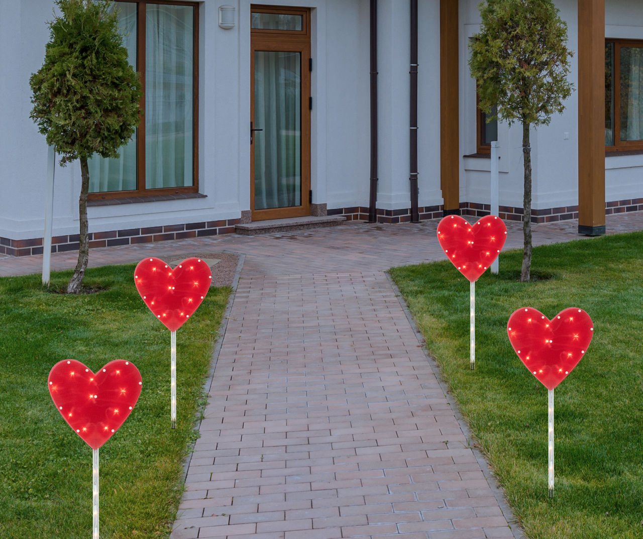 Northlight Red Heart 4-Piece Light-Up Pathway Marker Set | Big Lots