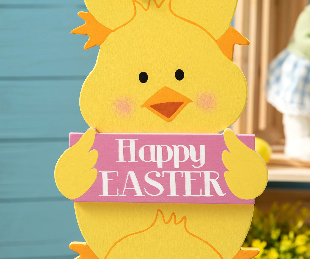 Glitzhome "Happy Easter" Stacked Chick Trio Porch Sign | Big Lots