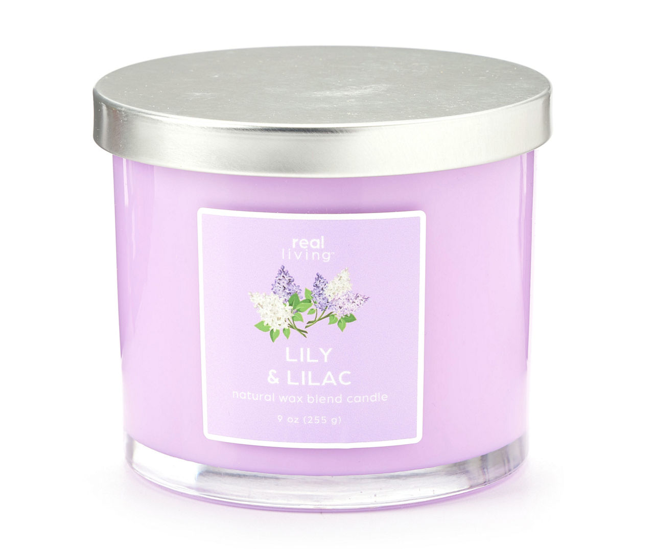 Real Living Lily & Lilac 2-Wick Purple Colored Glass Candle, 9 Oz ...