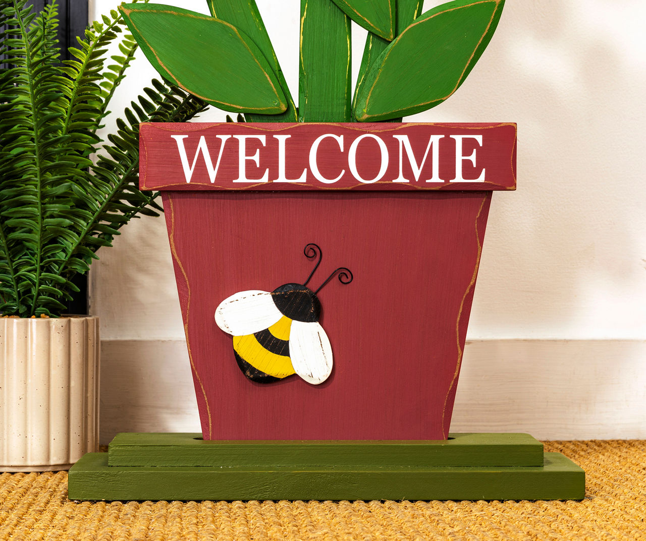 Glitzhome "Welcome" Flower Pot & Bee Porch Decor | Big Lots