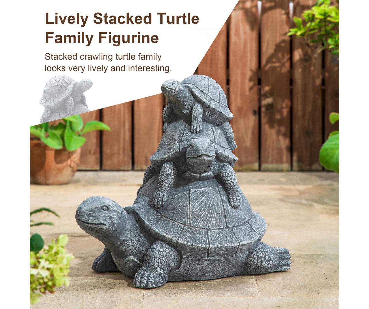 Glitzhome 14.2" Turtle Stack Garden Statue | Big Lots