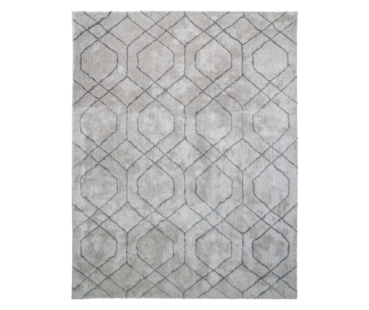 Karma Gray Geometric Lattice Shag Area Rug, (5' x 7') | Big Lots