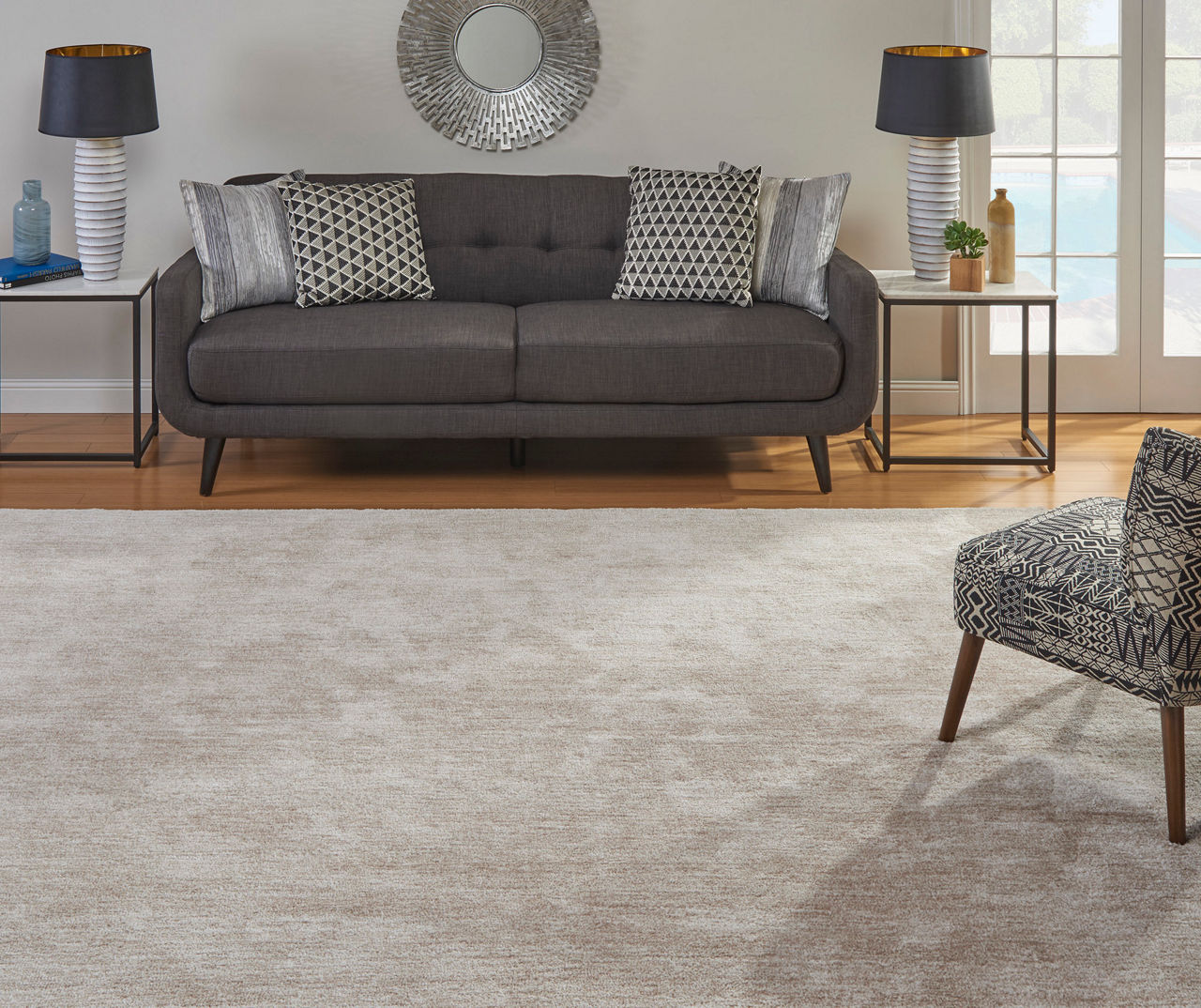 Karma Taupe Geometric Lattice Shag Area Rug, (5' x 7') | Big Lots