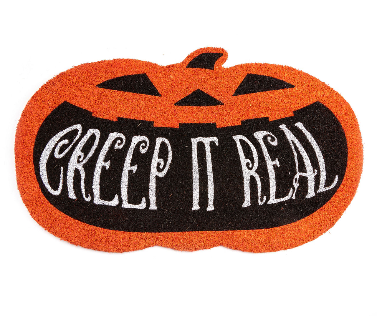 Let's Party Pumpkin "Creep It Real" Orange Pumpkin Coir Doormat | Big Lots