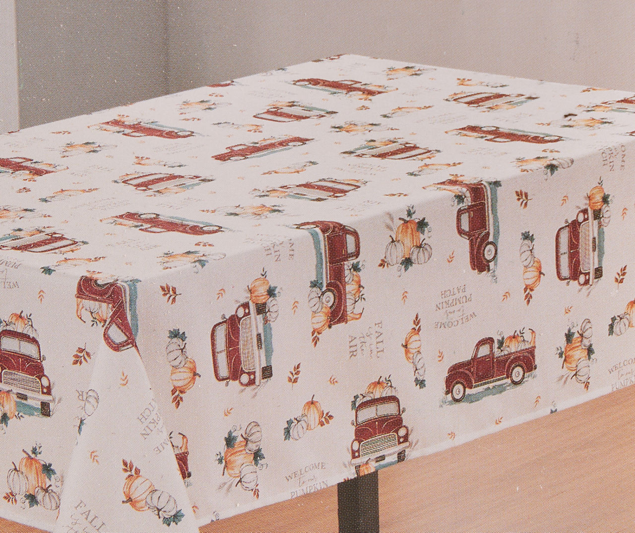 Autumn Air Ivory & Red Harvest Truck Fabric Tablecloth | Big Lots