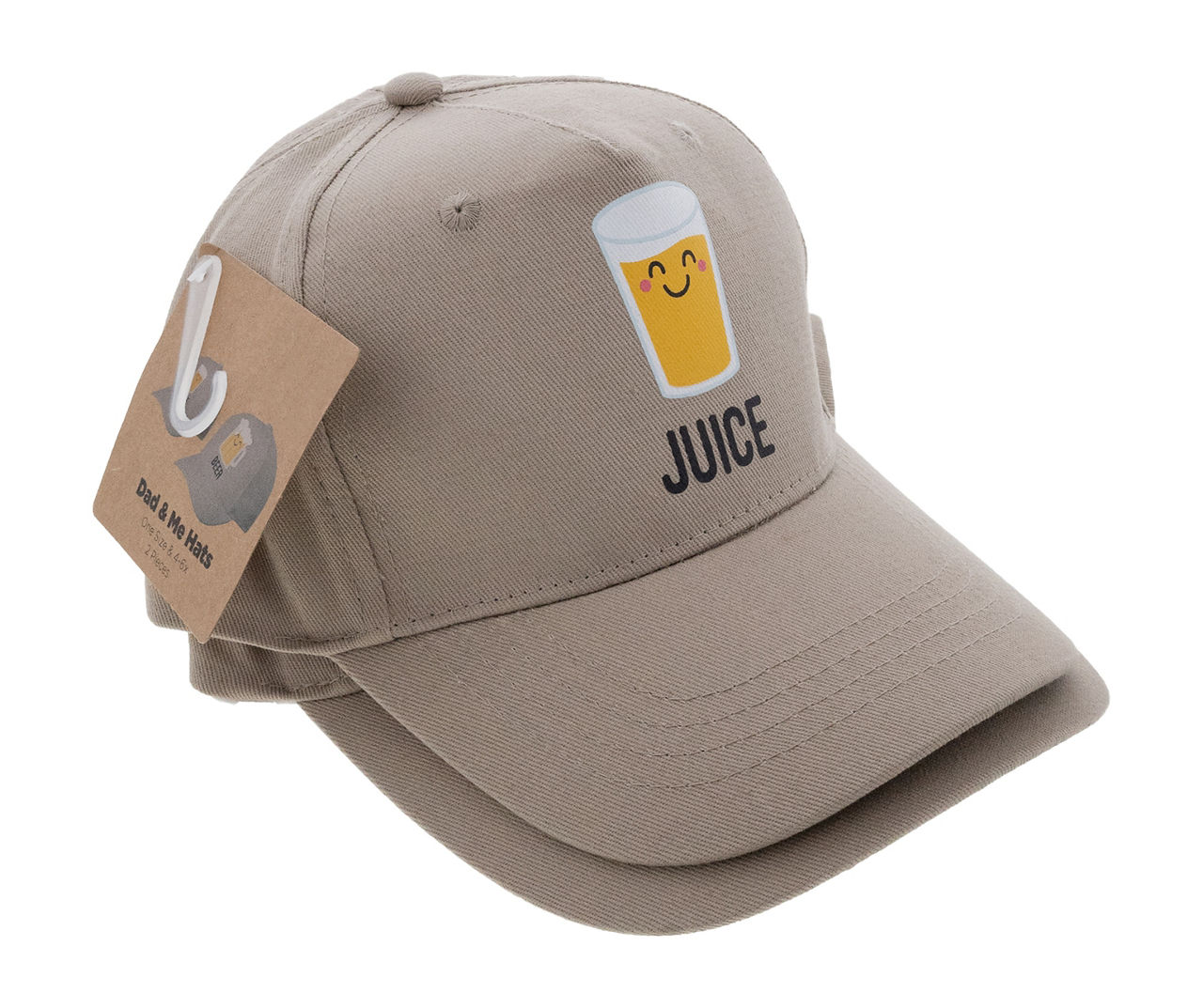 "Beer" & "Juice" Tan Adult & Kids 2-Piece Baseball Cap Set | Big Lots