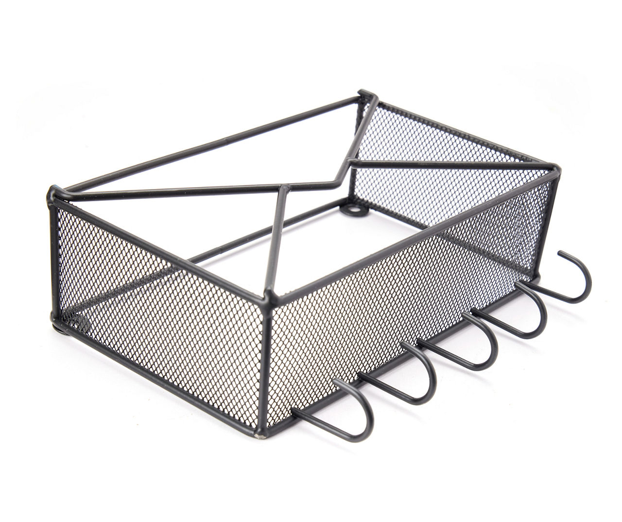 Black Envelope-Shape Wall Bin With Hooks | Big Lots