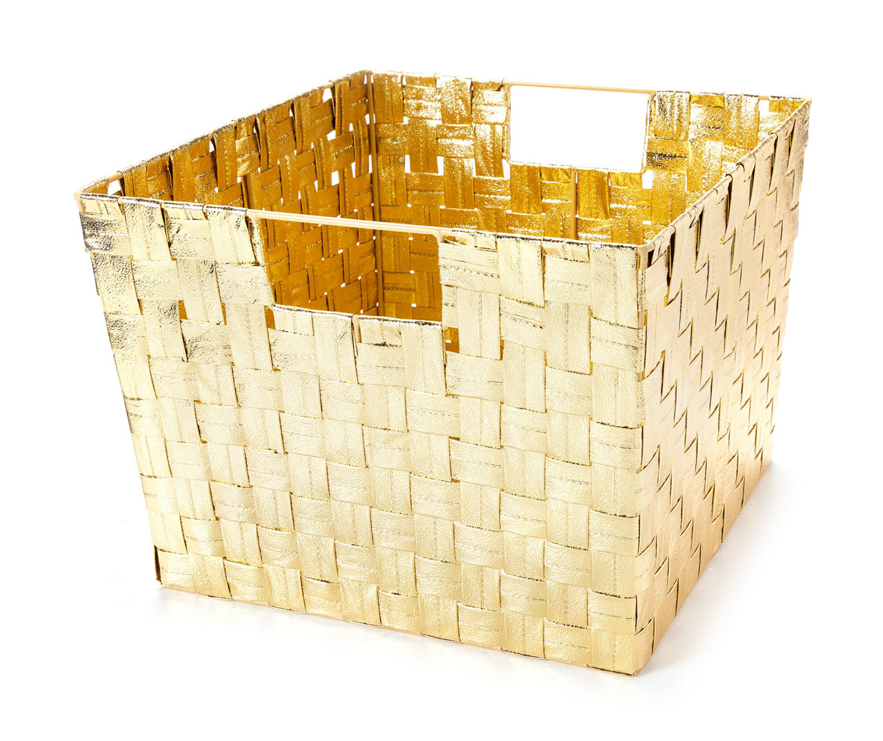 Home Expressions Gold Large Metallic Woven Storage Bin | Big Lots