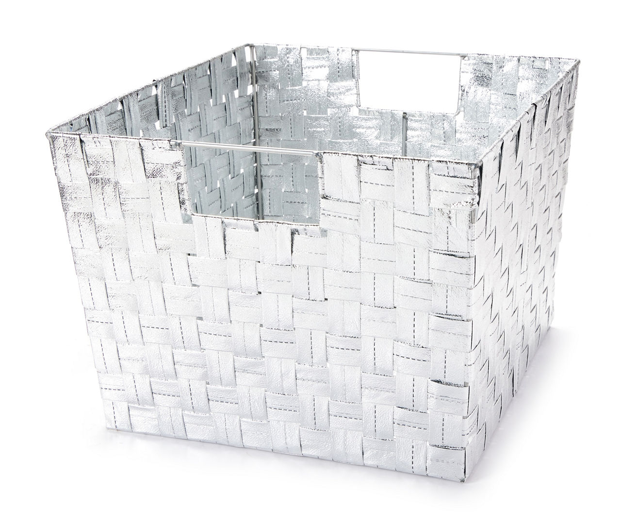 Home Expressions Silver Large Metallic Woven Storage Bin | Big Lots