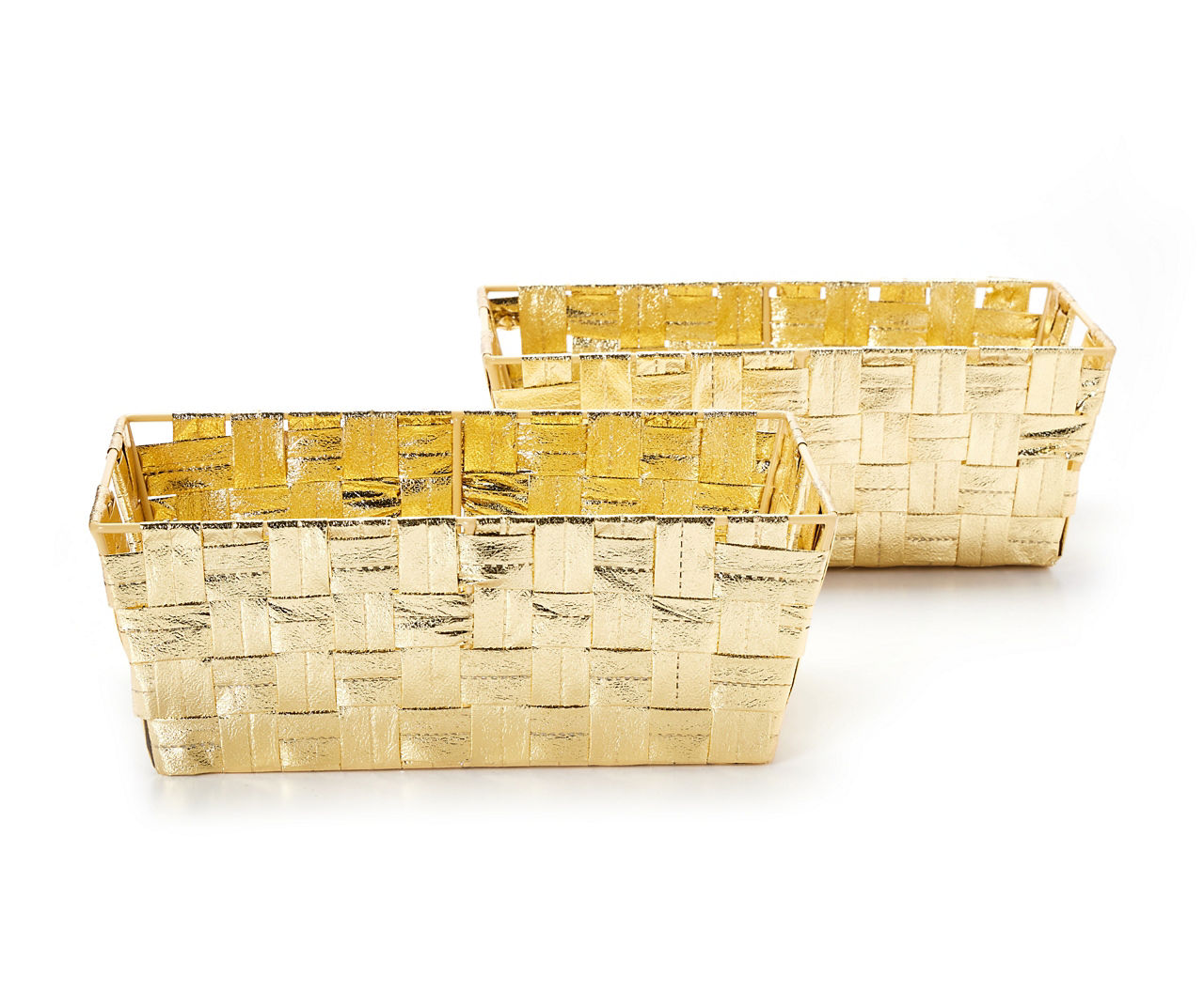 Home Expressions Gold Narrow Metallic Woven Storage Bins, 2-Pack | Big Lots