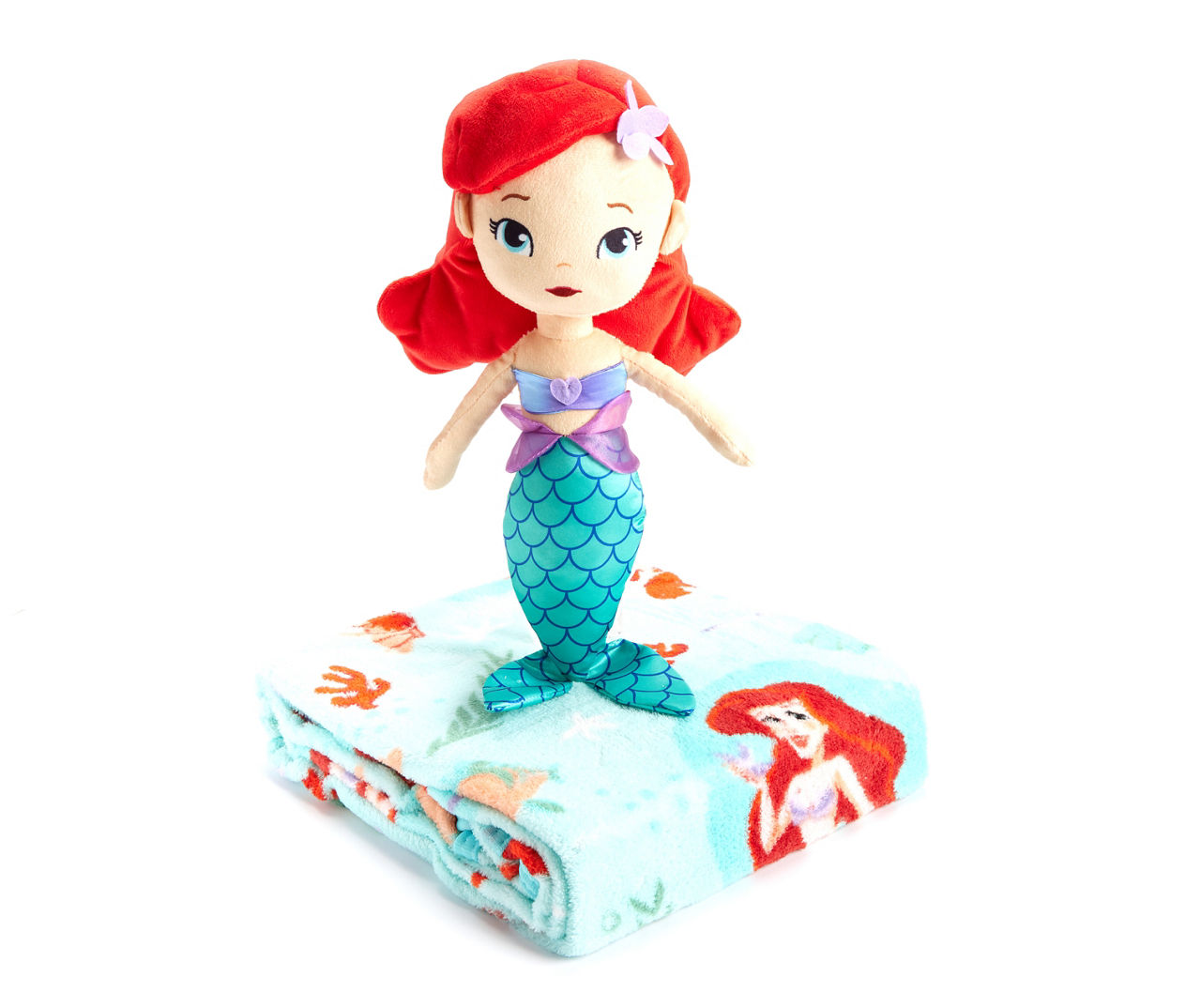 Disney The Little Mermaid Aqua Throw & Hugger Pillow, (50" x 60") | Big ...