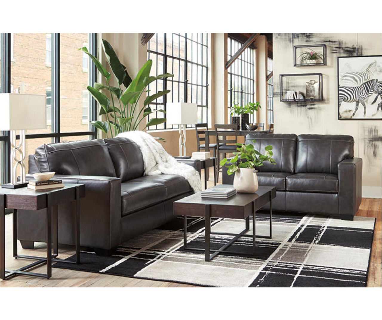 Signature Design By Ashley Morelos Gray Leather Sofa Big Lots