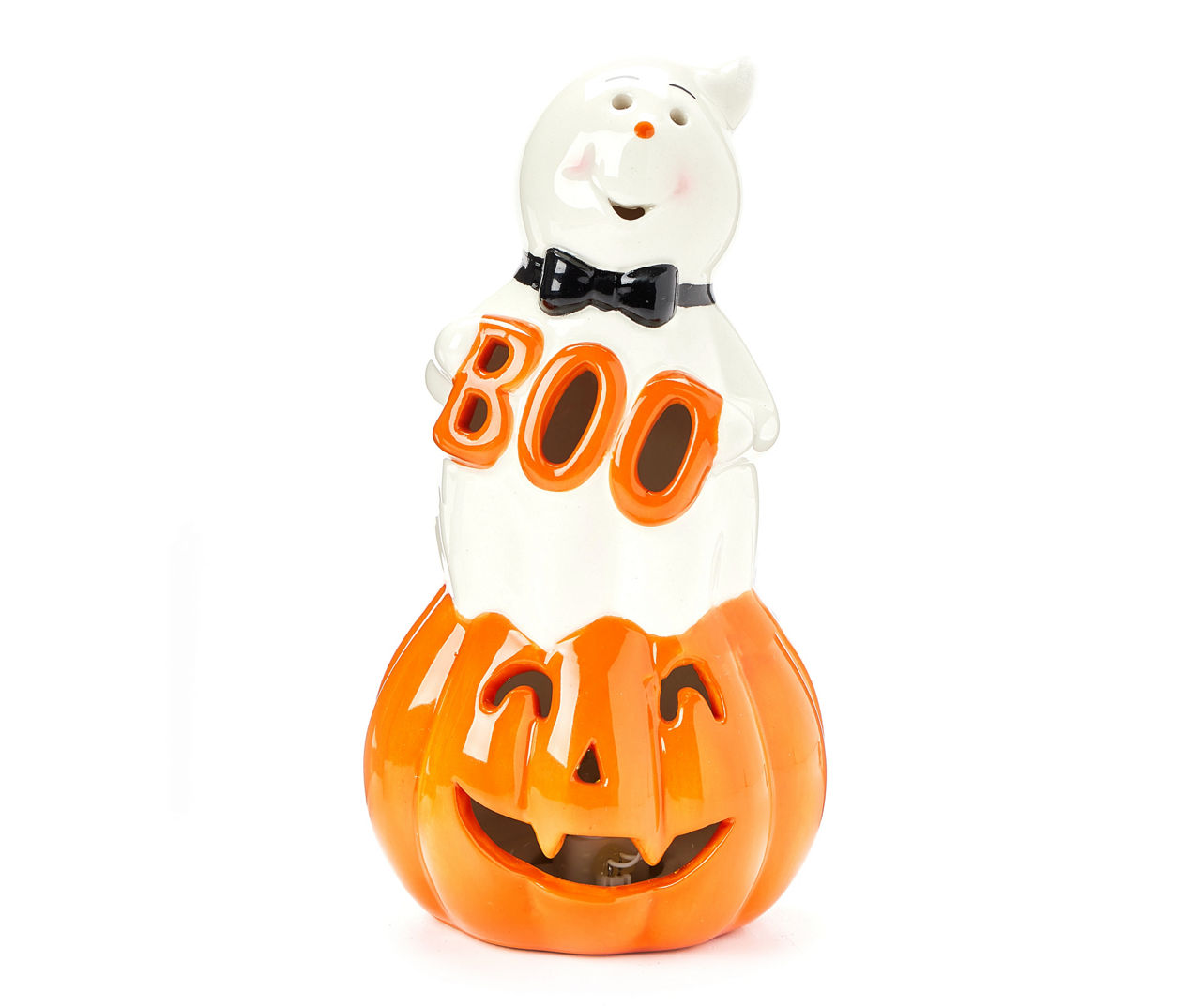 "Boo" White & Orange Ghost on Pumpkin LED Figure | Big Lots