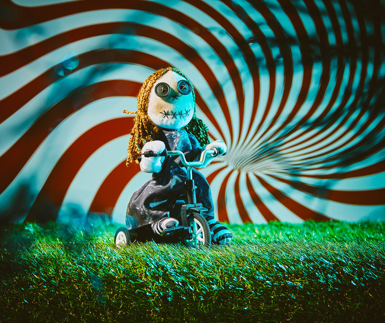 12.2" Haunted Rag Doll on Tricycle Animated Decor | Big Lots