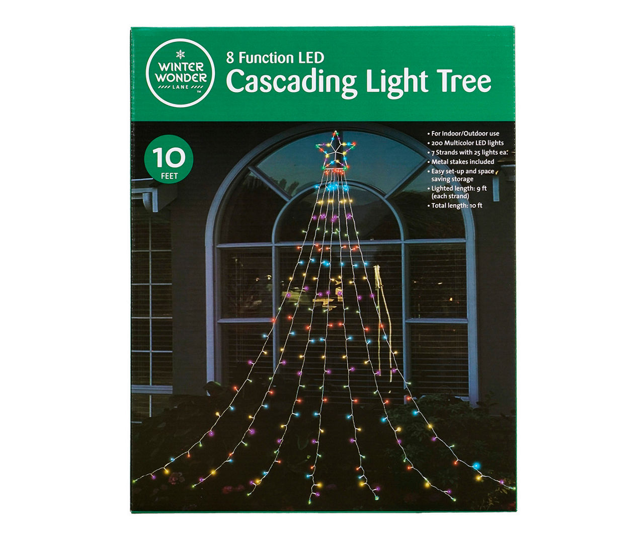Winter Wonder Lane 10' Multi-Color 8-Function Cascading LED Light Tree ...