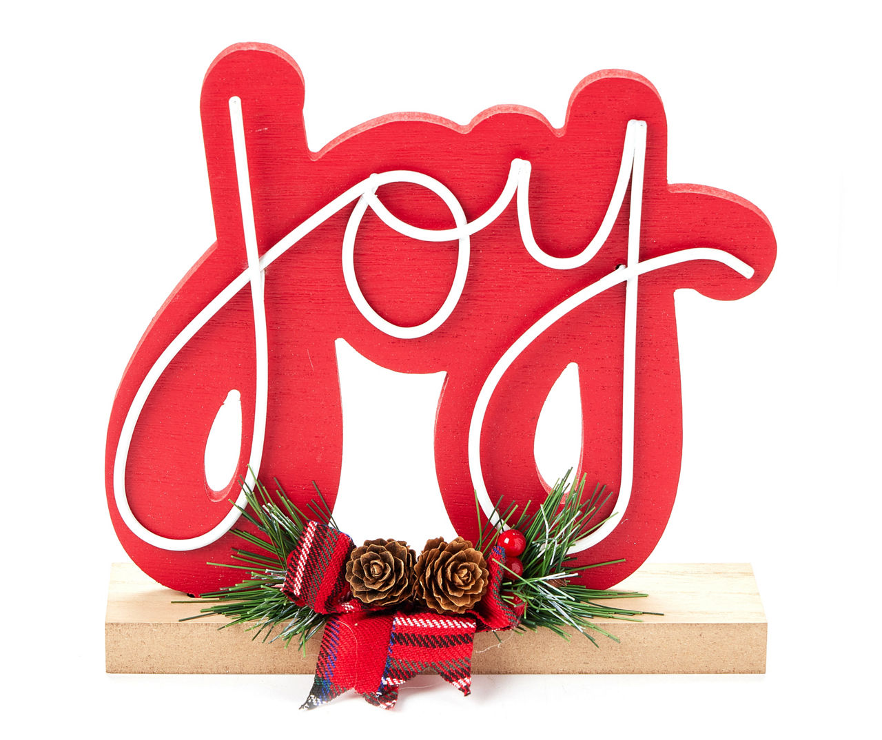 Winter Wonder Lane Santa's Workshop "Joy" Red Wordscript & Greenery ...