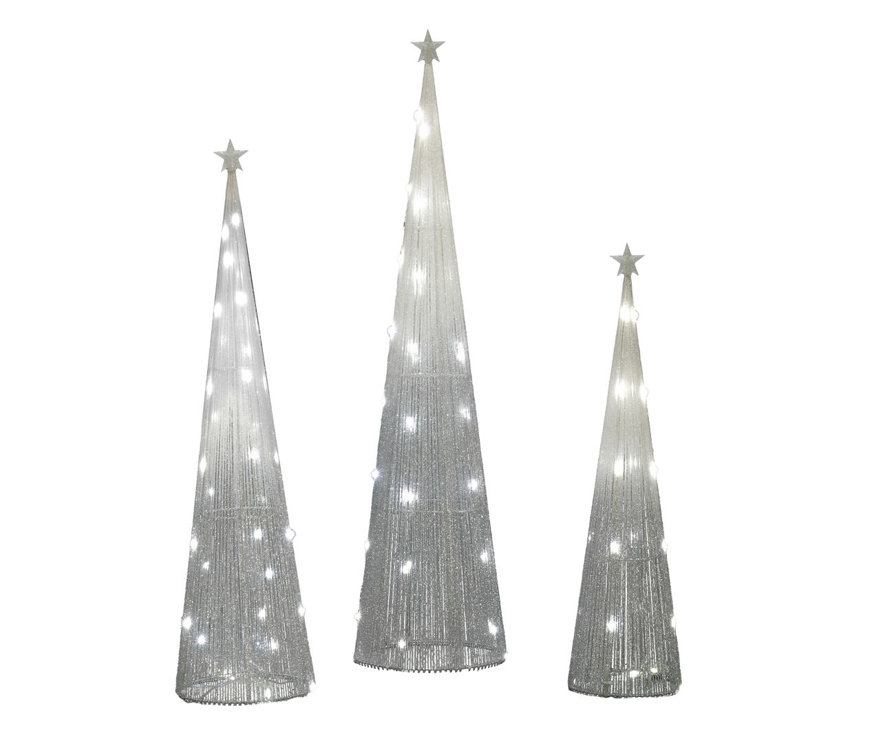 Winter Wonderland Silver Ombre Cone Tree 3-Piece LED Decor Set | Big Lots