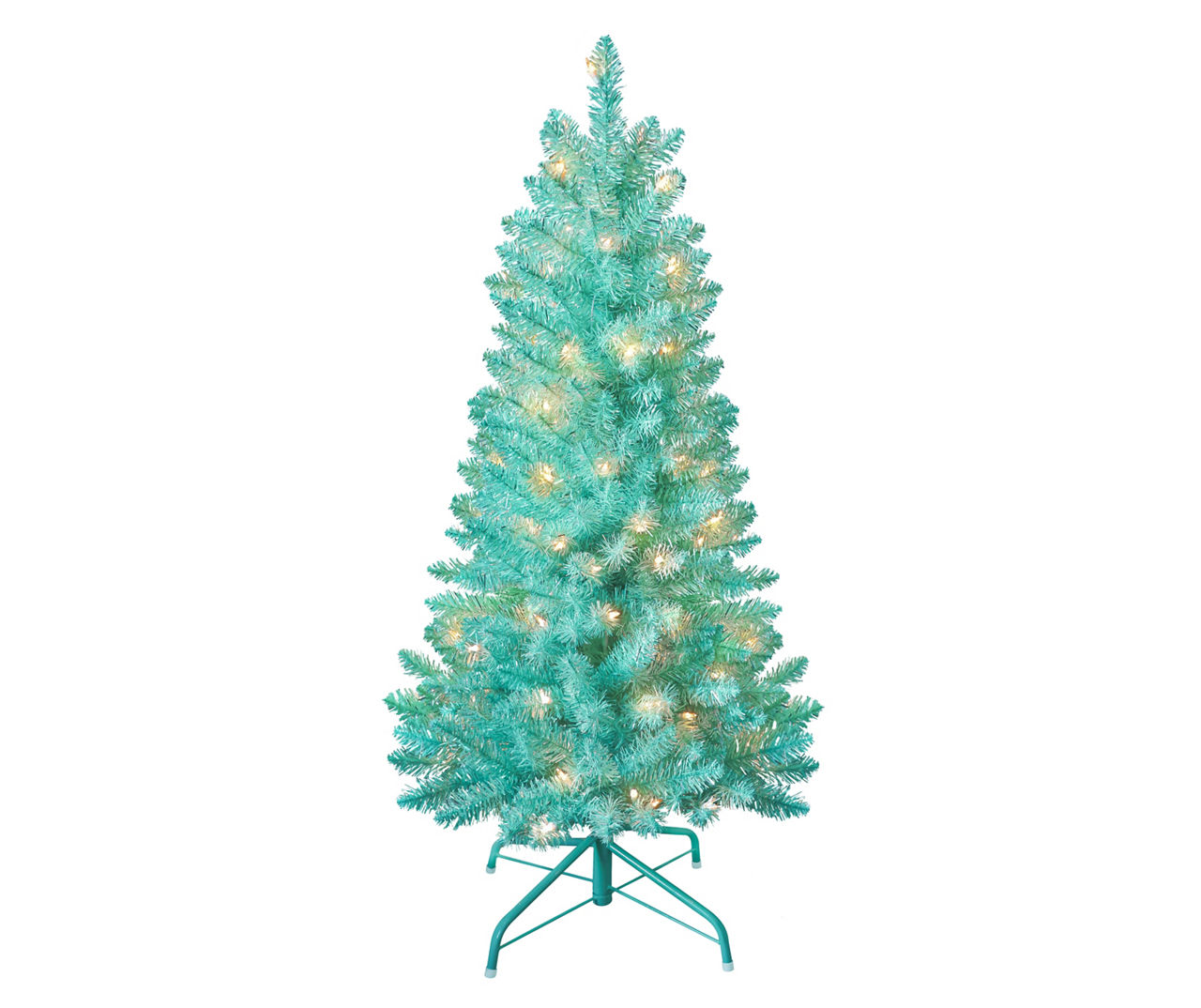 4 Turquoise Pre Lit Tinsel Tree with Clear Lights Big Lots