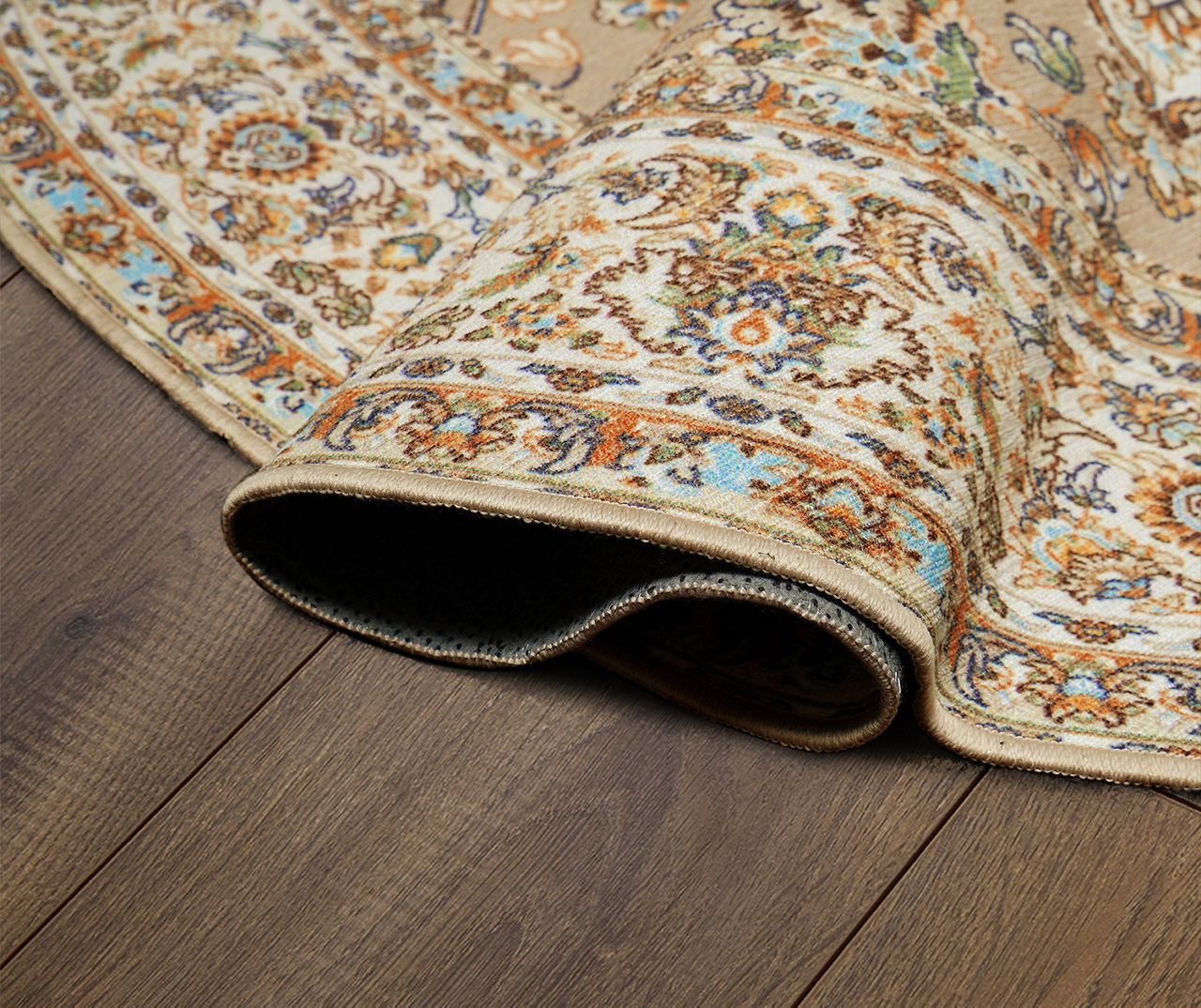 My Magic Carpet Kenya Beige Round Washable Area Rug, (6') | Big Lots