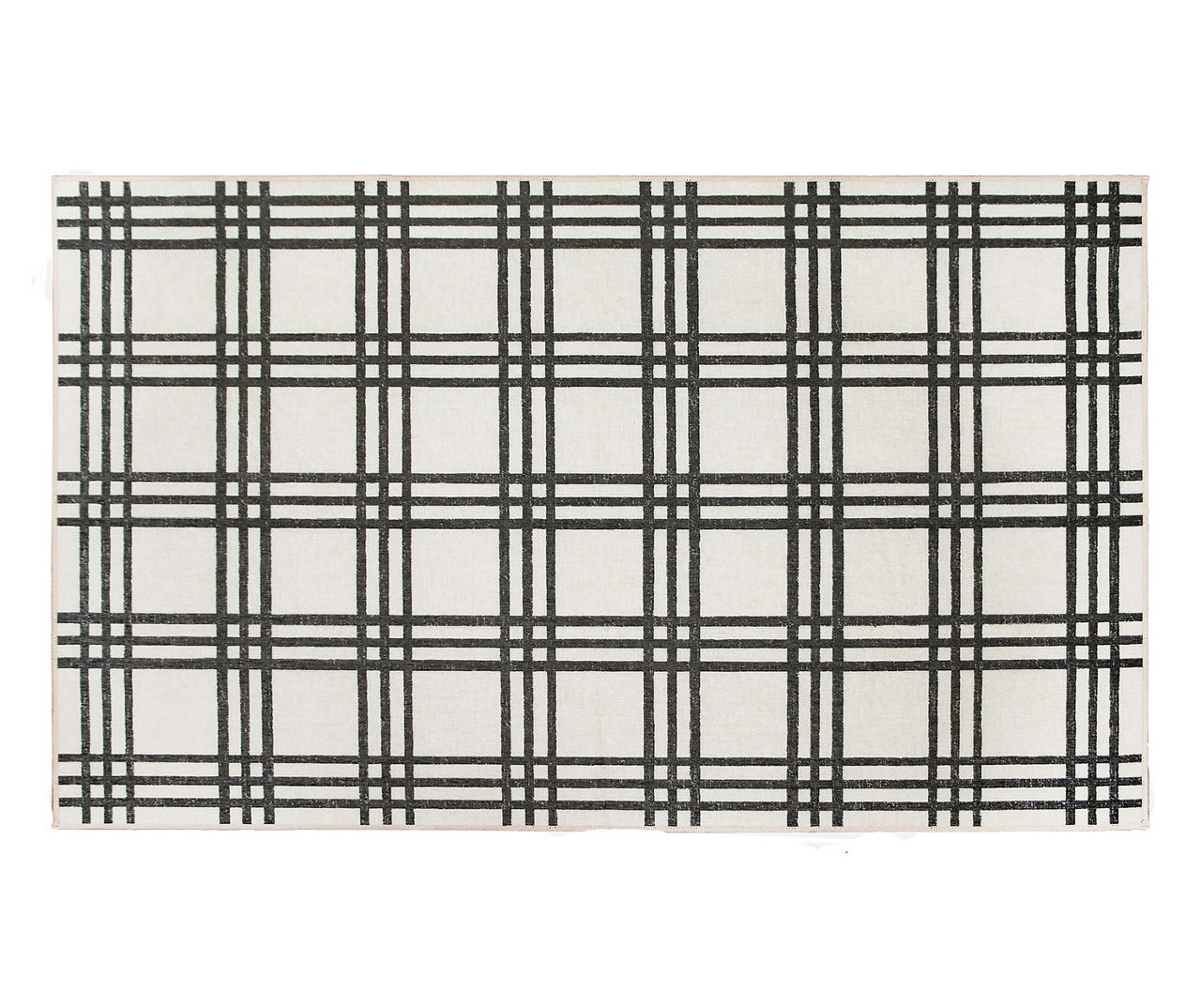 My Magic Carpet Black & Cream Plaid Washable Area Rug, (3' x 5') | Big Lots
