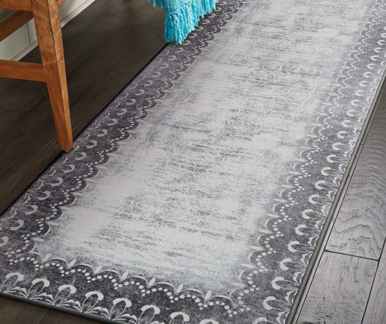 My Magic Carpet Dardon Gray Scallop-Border Washable Runner Rug, (2.5' x ...