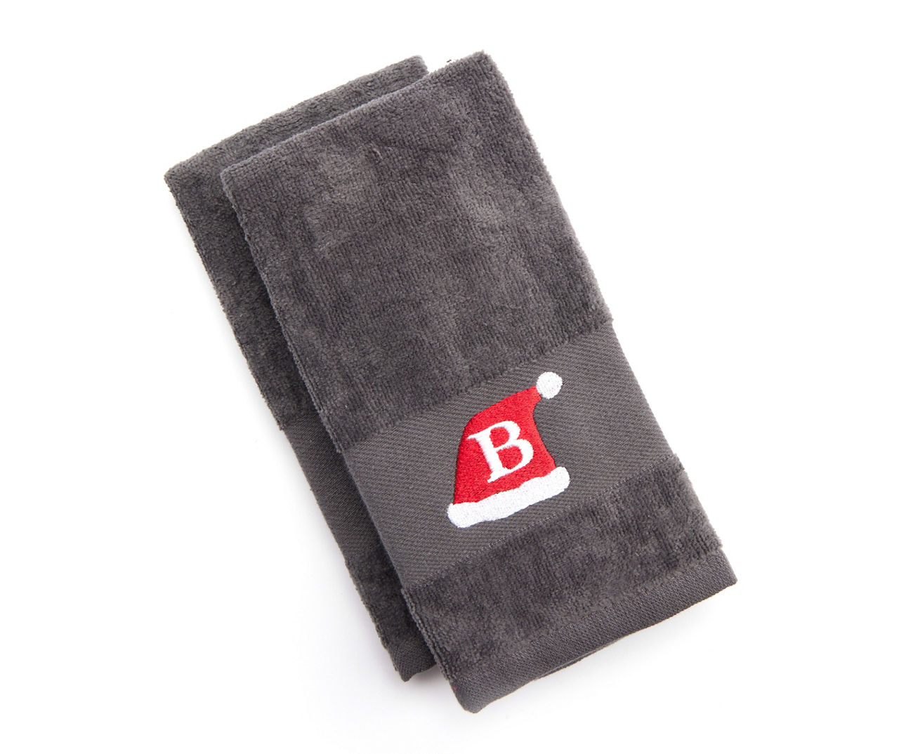 "B" Iron Gate Gray Santa Hat Monogram Hand Towel, 2-Pack | Big Lots