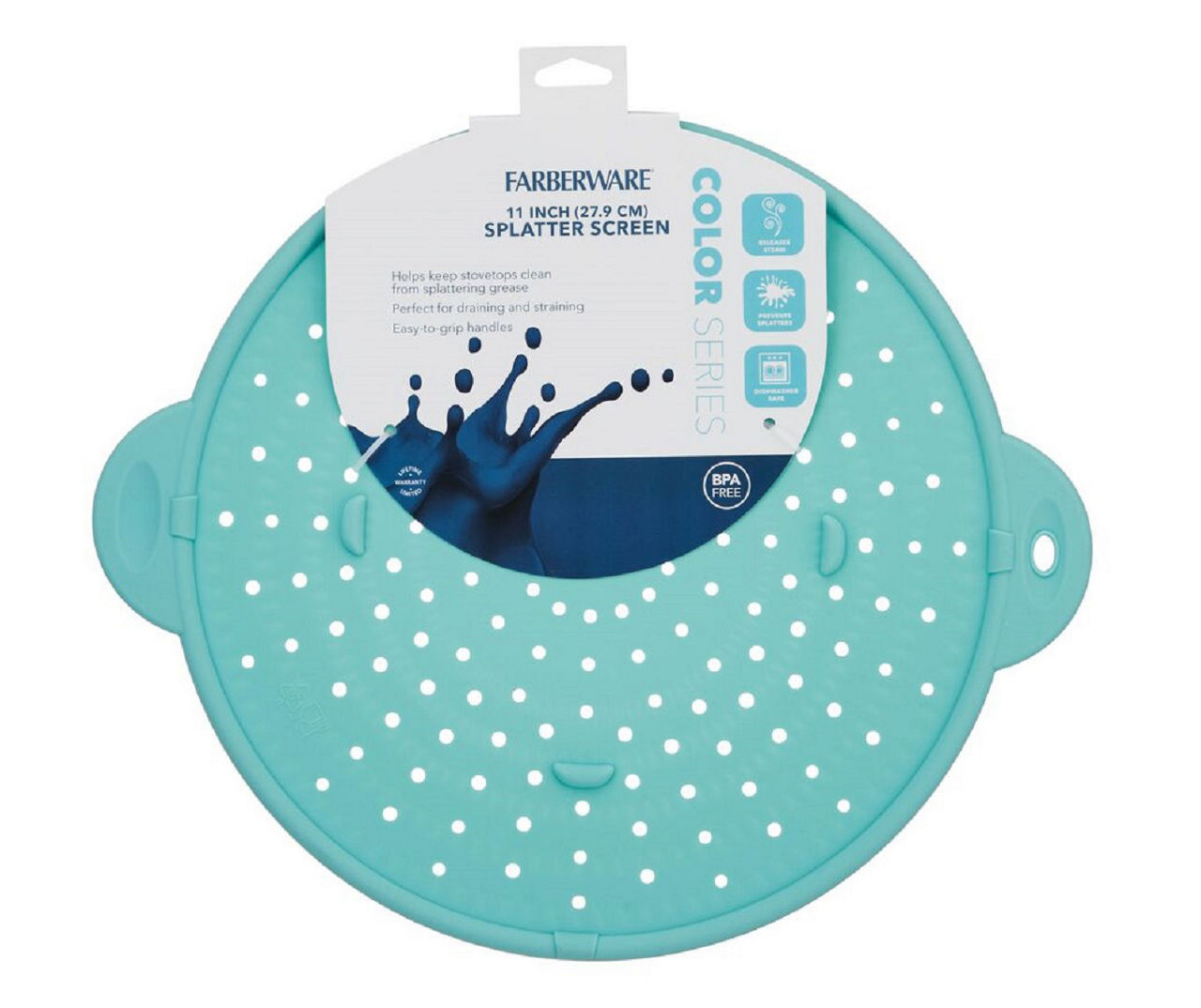 Farberware 11" Aqua Silicone Splatter Screen | Big Lots
