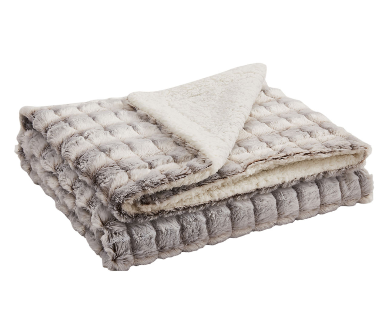 Textured Grid Micromink & Sherpa Reversible Throw | Big Lots