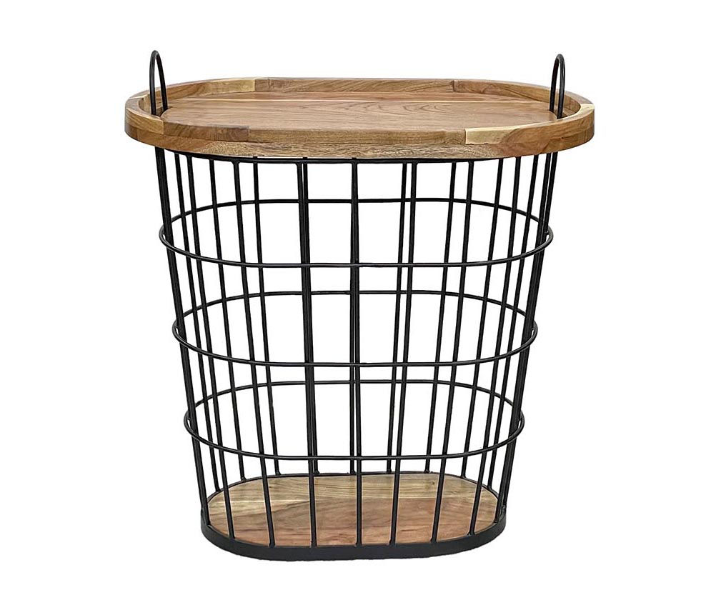 Real Living Metal Storage Table with Acacia Lid | Big Lots